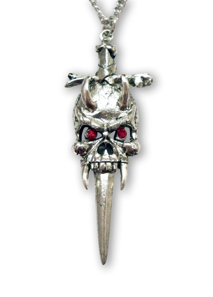 Gothic Skull Impaled on Sword Medieval Renaissance Pendant Necklace NK ...