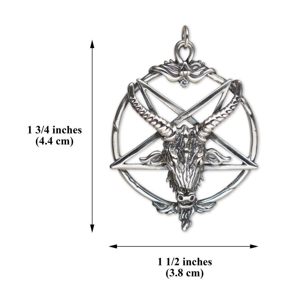 Sterling Silver Baphomet Goat Head Satanic Inverted Pentacle Pentagram ...