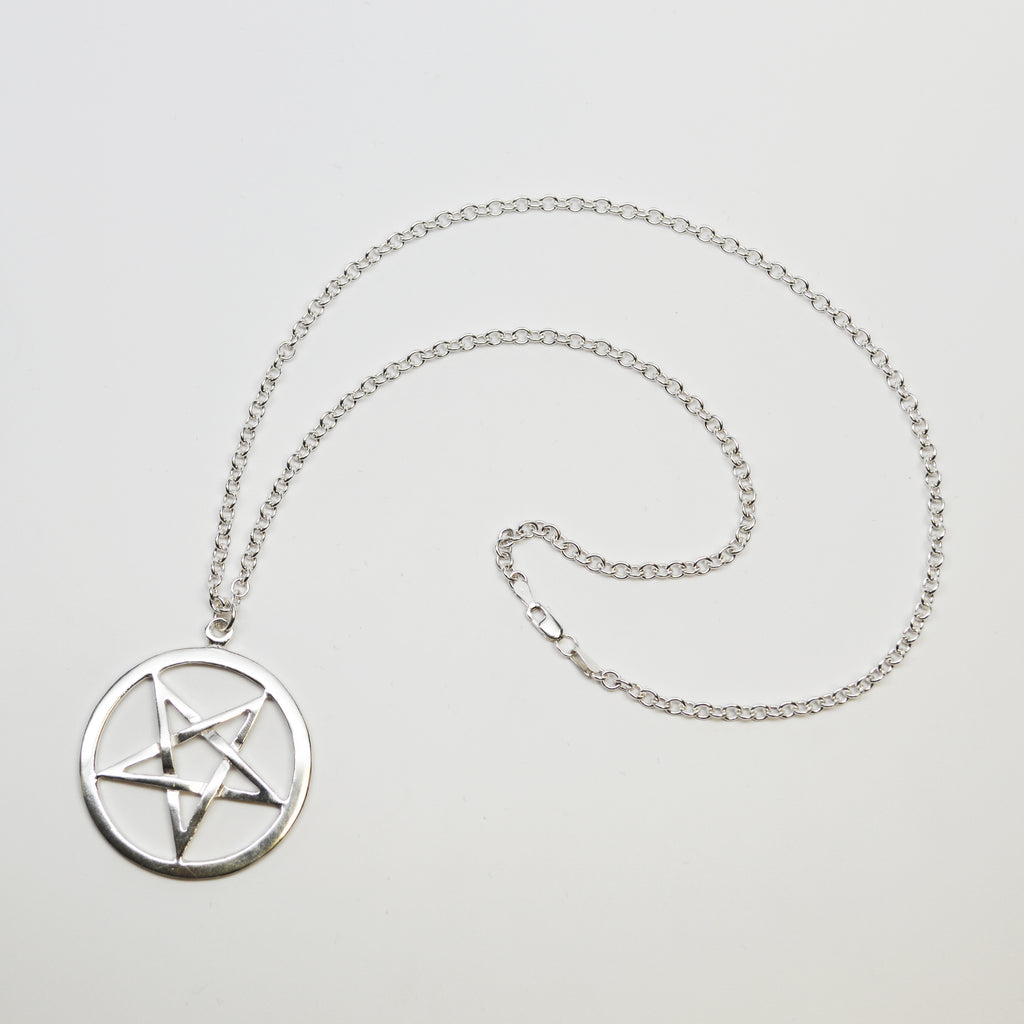 Sterling Silver Inverted Pentacle Pentagram Pendant with 20 Inch Neckl ...